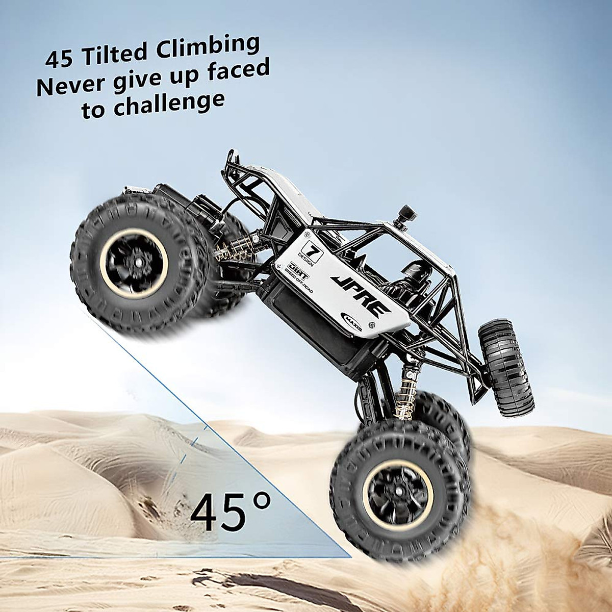 GoolRC 1/16 Alloy RC Car, 2.4GHz Remote Control Buggy, 4WD Off-Road Rock Crawler, 15km/h High Speed Climbling Truck Car RTR for Kids (Silver)