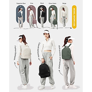 coofay Beige Gym Backpack With Shoe Compartment Small Waterproof Backpack Purse For Women Anti Theft Backpack For Women College Work Bag Mini Cute Backpack