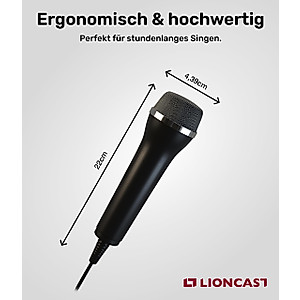 Lioncast Pair Of Universal USB Microphones Compatible with Computer and Karaoke Gaming; Compatible with Wii, PS5/Playstation 5, PS4 & PC Games as SingStar, Lets Sing, We Sing; 3m cable – Black