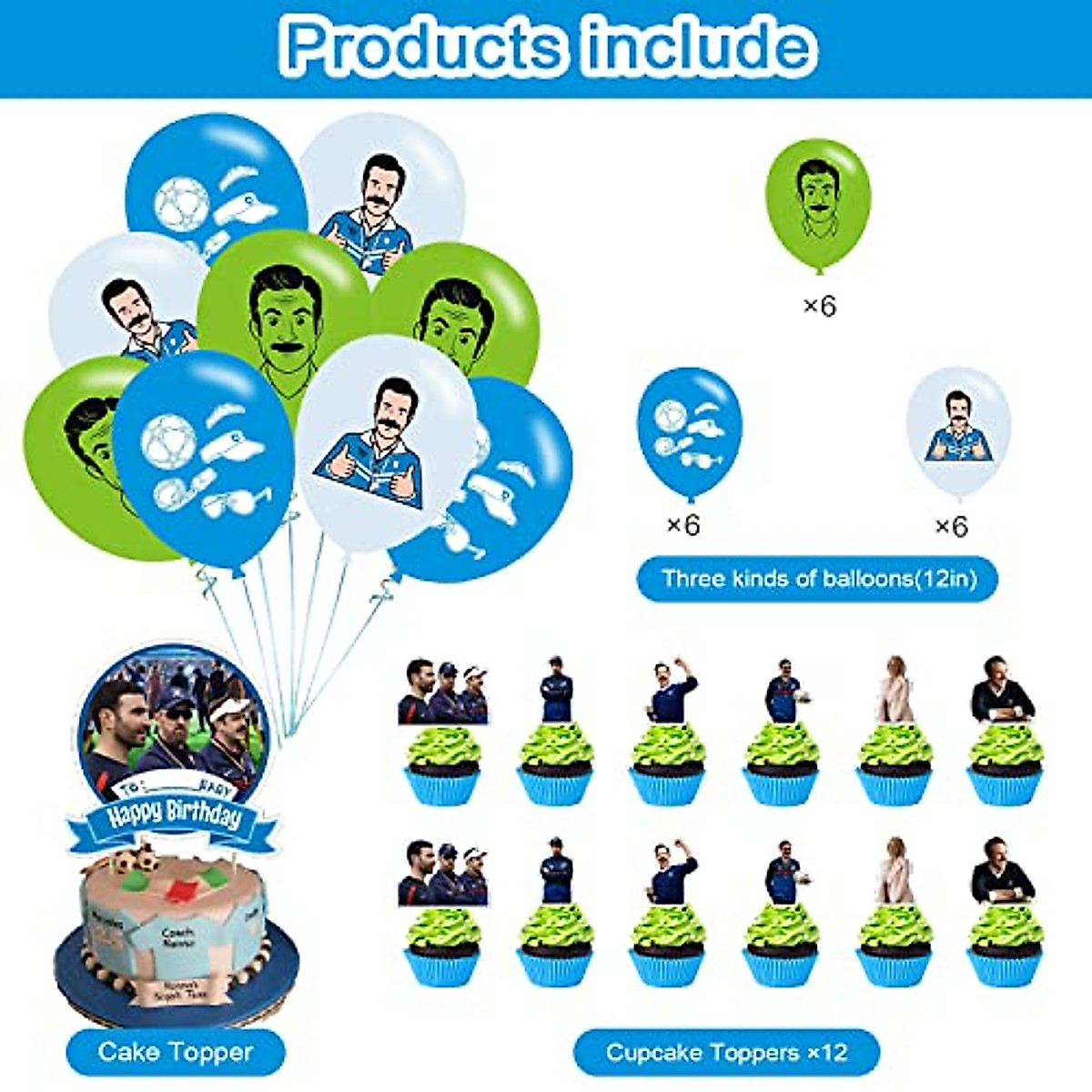 Soccer Party Decorations,Birthday Supplies For Soccer 2023 Includes Banner Cake Topper 12 Cupcake Toppers 18 Balloons