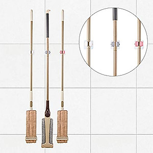 [4Pack] Mop and Broom Holder Broom Organizer Grip Clips, Self Adhesive Reusable No Drilling Super Anti-Slip, Wall Mounted Storage Rack Storage & Organization for Your Home, Kitchen and Wardrobe