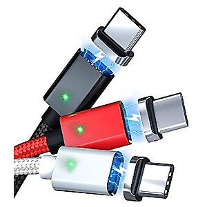 CinchForce Flat Magnetic 3-in-1 Data/Charging Cable with Flat Magnetic Adapters and Tip Storage Holder, Compatible with Type-C, iProduct, Micro-USB, Updated for 2021-3 Pack (6.6ft/3.3ft/1.6ft)