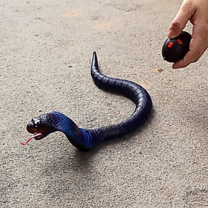 Tipmant RC Snake Infrared Remote Control Cobra Fake Realistic Naja Animal Crawling Vehicle Scary Trick Kids Halloween Christmas Prank Toys Birthday Gifts (Blue)