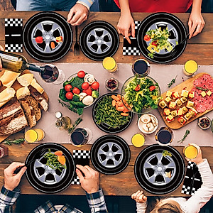 Kepeel 96 Pcs Race Car Party Plates and Napkins Sets, Racing Car Race Track Party Supplies Decorations Racing Sports Themed Dinnerware for Kids Boys Birthday Baby Shower Home Decor, Serves 24