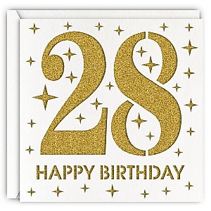 MAGJUCHE Gold 28th Birthday Card, Laser Cut Glitter Woman Man Age 28 Gift For Daughter, Sister