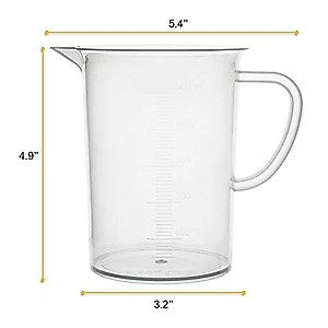 EISCO Plastic Pitcher, 500mL - Molded Graduations - Chemical Resistant & Autoclavable Polypropylene - Measuring Jug