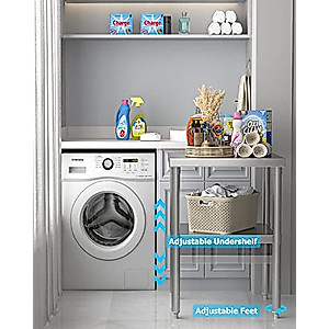 RIEDHOFF Stainless Steel Work Table 24" x 24" with Undershelf, [NSF Certified][Heavy Duty] Commercial Kitchen Prep Table for Home, Restaurant, Hotel