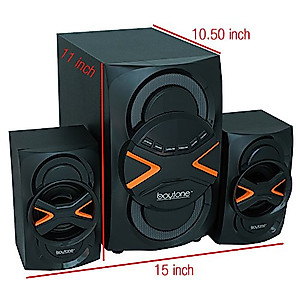 Boytone BT-326F, 2.1 Bluetooth Powerful Home Theater Speaker System, with FM Radio, SD USB Ports, Digital Playback, 40 Watts, Disco Lights, Full Function Remote Control, for Smartphone, Tablet., Black