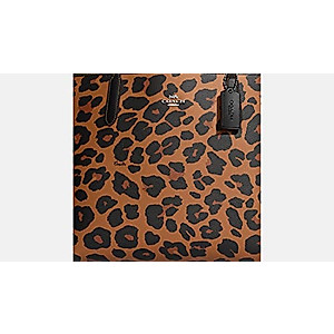 COACH Rowan Satchel In Leather, Leopard/Light Saddle