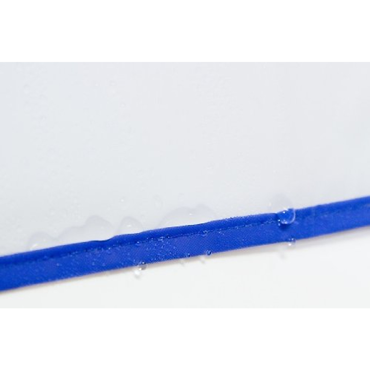 COMPUTER DUST SOLUTIONS Keyboard Dust Cover, Covers Standard Size PC Keyboards, Silky Smooth Antistatic Vinyl, Translucent Coconut Cream Color with Blue Trim, Larger, (18W x2H x7D)