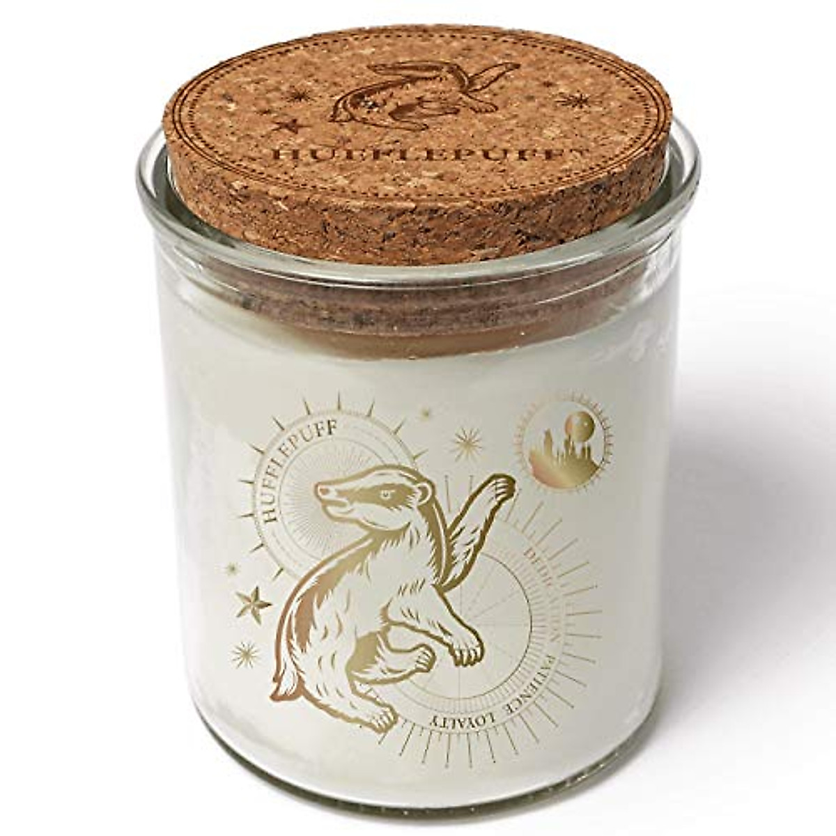 Harry Potter Color Changing Hufflepuff Candle, Large 10 oz - Wax Turns from White to Yellow When Lit - Soy Wax, Unscented - Great Gift for Harry Potter Fans