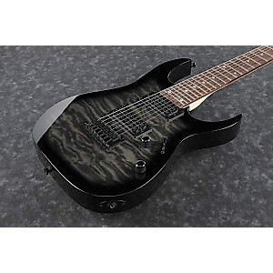 Ibanez GRG 7 String Solid-Body Electric Guitar, Right, Transparent Black Sunburst, Full (GRG7221QATKS)