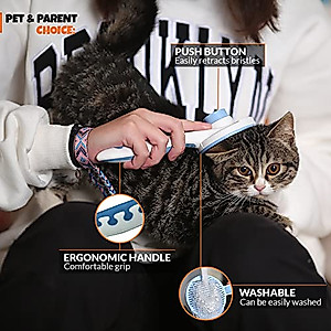 MY MUFFIN Self Cleaning Cat and Dog Grooming Brush for Mats and Tangled Hair, Soft Bent Needles for Pet Massage, Skin Friendly, Shedding Brush for sensitive Medium and Short Hair, Cepillo Para Gatos