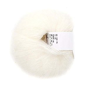 Popular Multi Color Soft Mohair Fiber Long Angora Wool Hand Knitting Yarn Roving for Weave Scarves (White)