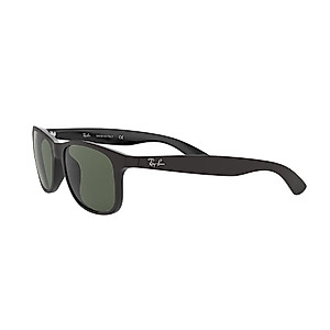 Ray-Ban RB4202 Andy Rectangular Sunglasses, Matte Black On Black/Dark Green, 55 mm