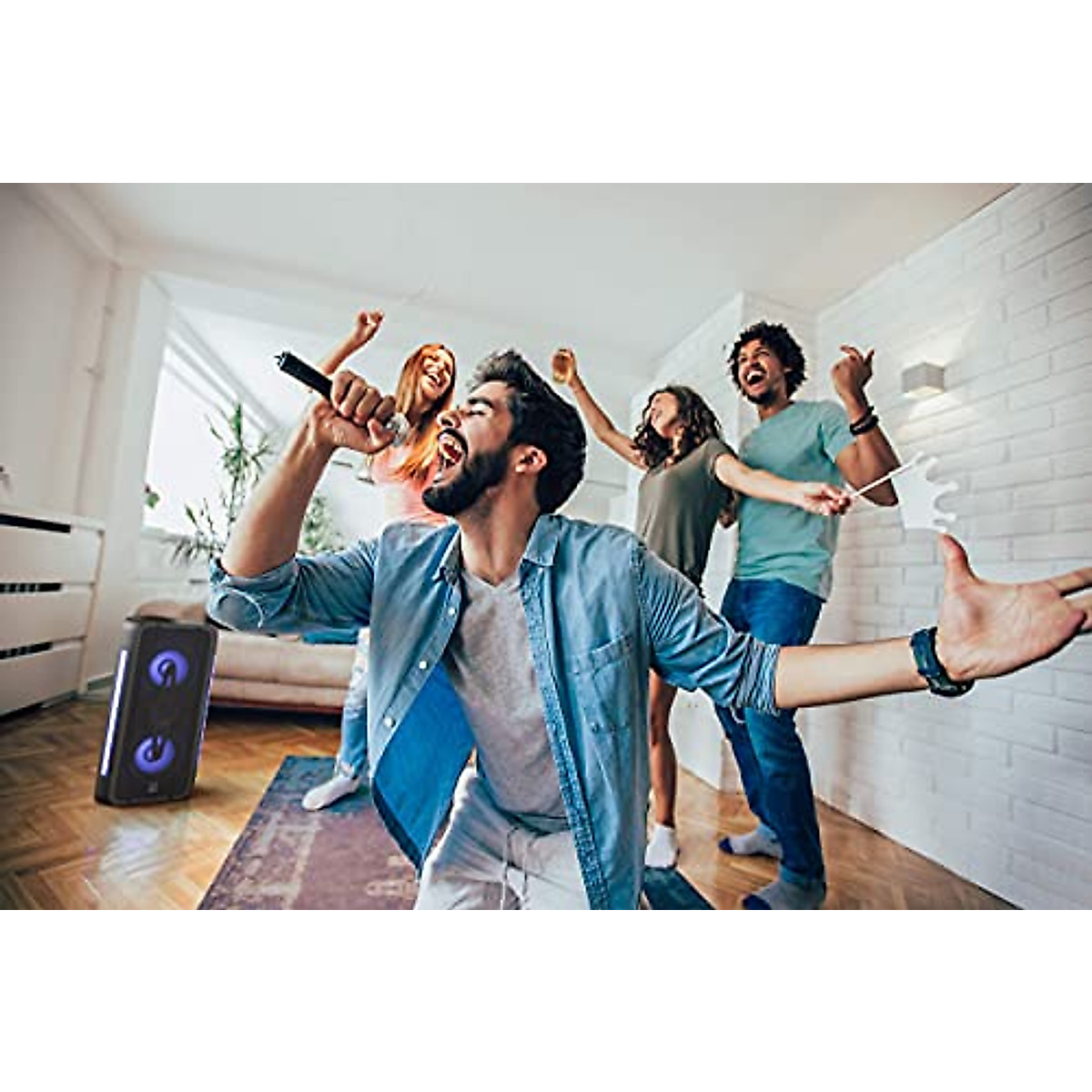 Altec Lansing Shockwave Wireless Party Speaker, Travel Bluetooth Speaker with Rechargeable Battery, Portable Sound System with Microphone (Renewed)