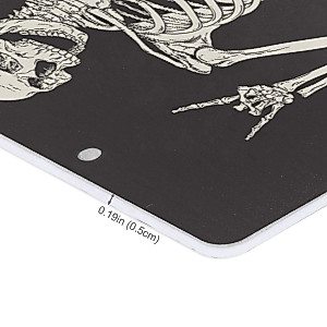 Human Skeleton Skull Hanging Door Sign Plaque, Funny Halloween Wall Signs Home Decor with String Decorative Hanging Sign for Front Door Yard Garden Entrance Porch Farmhouse Office 6x11 inches