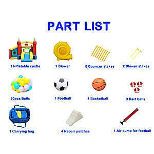 WELLFUNTIME Inflatable Bounce House,Jumping Castle Slide with Blower,Kids Bouncer with Ball Pit