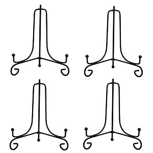 (4 pack)8"Iron Display Stand, Black Iron Easel Plate Display Photo Holder Stand, Displays Picture Frames, Cookbooks, Decorative Plates, Tablets and Art