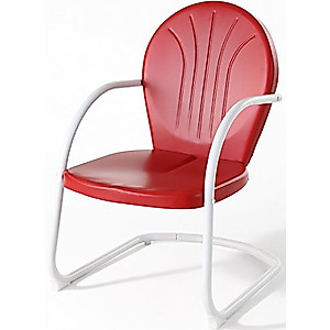 Crosley Furniture Griffith Outdoor Chair, Retro Metal Patio Chairs for Dining, Porch, Deck, Balcony, Red