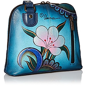 Anna by Anuschka Women's Hand Painted Leather Small Multi Compartment Zip-Around Organizer, Denim Paisley Floral