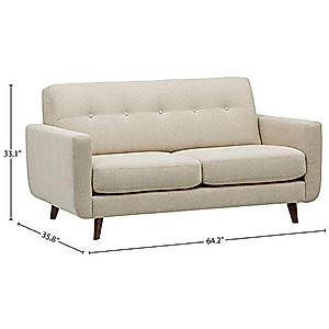 Amazon Brand – Rivet Sloane Mid-Century Modern Loveseat Sofa, 64.2"W, Shell