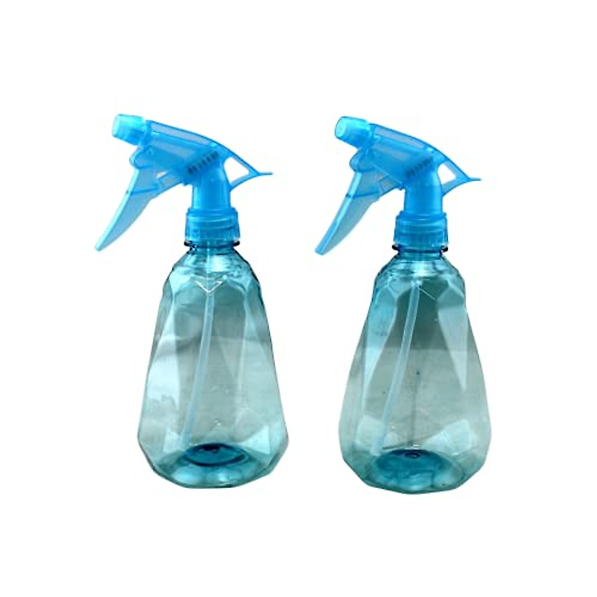 2-Piece Set of 22oz Diamond Plastic Water Bottle Sprayers with Adjustable Nozzles - Versatile Use for Cleaning, Gardening, Hair Care Aromatherapy, Misting Plants (Blue)