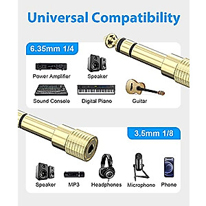 GIMILINK Headphone Stereo Audio Jack Adapter 6.35 mm 1/4 inch Male to 3.5 mm 1/8 inch Female, 1/8 inch to 1/4 inch Plug Aux Adapter (3-Pack)