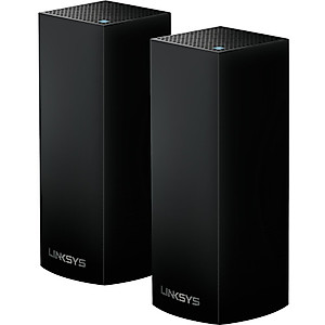 Linksys WHW0302B Velop Intelligent Mesh WiFi System: AC4400, Tri-Band Wi-Fi Router, Wireless Network for Full-Speed Home Coverage (Black, 2-Pack)