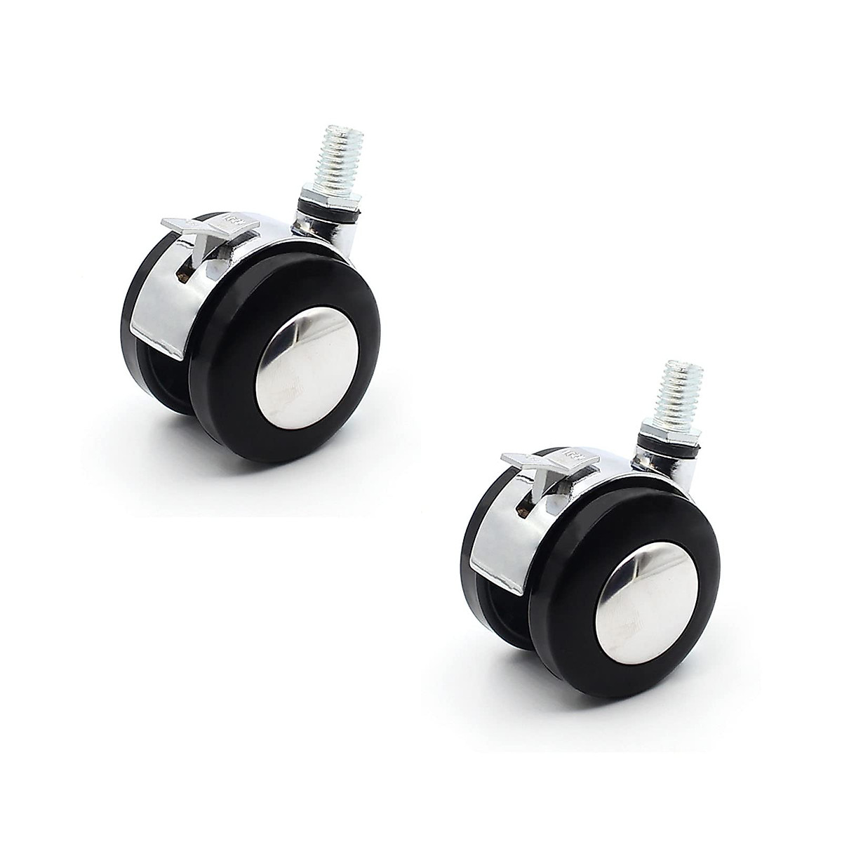 2 Pcs Office Chair Wheels Replacement Chair Caster with Brake Swivel Stem Caster Wheel with M8 Threaded Stem for Hard Floors Carts Furniture Dolly