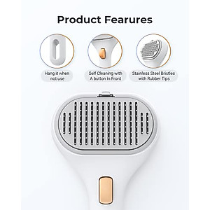 Cat Brush for Shedding Long or Short Haired Cats, Cat Brushes for Indoor Cats, DONOTU Self Cleaning Slicker Brush for Large Medium Small Dogs, Pets Grooming Tool, Removes Mats, Tangles and Loose Fur