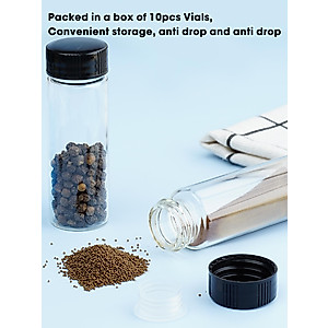 30ml Clear Small Glass Vials with Screw Caps, Small Vials for Essential Oil, Leak-Proof Sample Vials with Lids(10pcs)