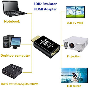 Woieyeks 2K HDMI EDID Emulator Passthrough,Display Emulator Adapter for Thunderbolt(Mini DisplayPort/DisplayPort) to HDMI KVM Switch/Extender/AV Receiver/Video Splitters Support 1080@60HZ (2 Pack)