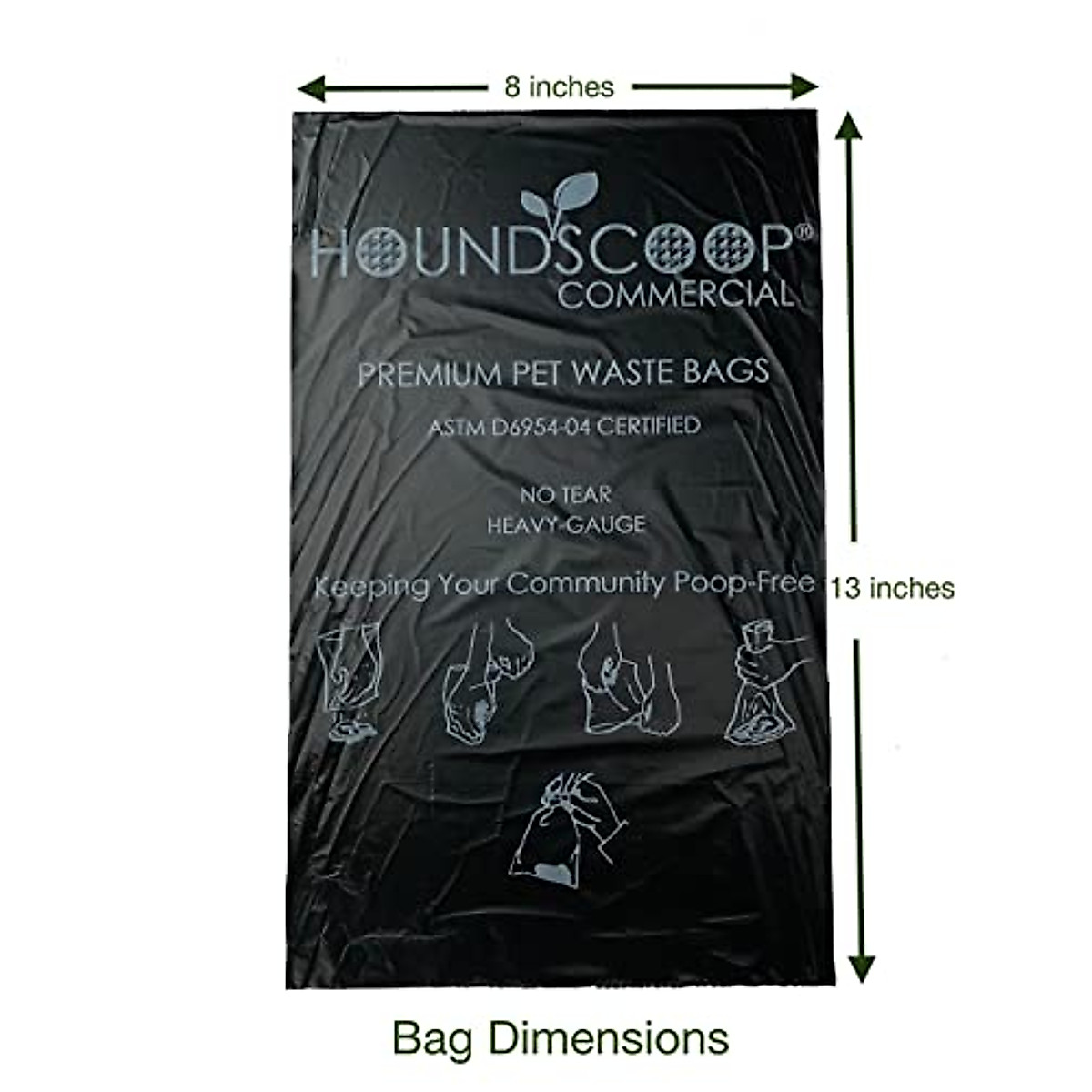 HOUNDSCOOP® Case of 2000 Pet Waste Bags on Roll (10 Rolls of 200 bags per roll) Dog Waste Station Bags for HOA, Residential, commercial roll bag for Poop Station Dispensers