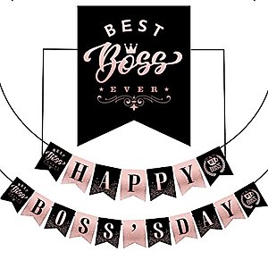 Happy Boss’s Day Banner Party Decorations Supplies - International Boss Day Hanging Banner Number 1 Boss Decoration Banner Best Boss Ever Party Decor