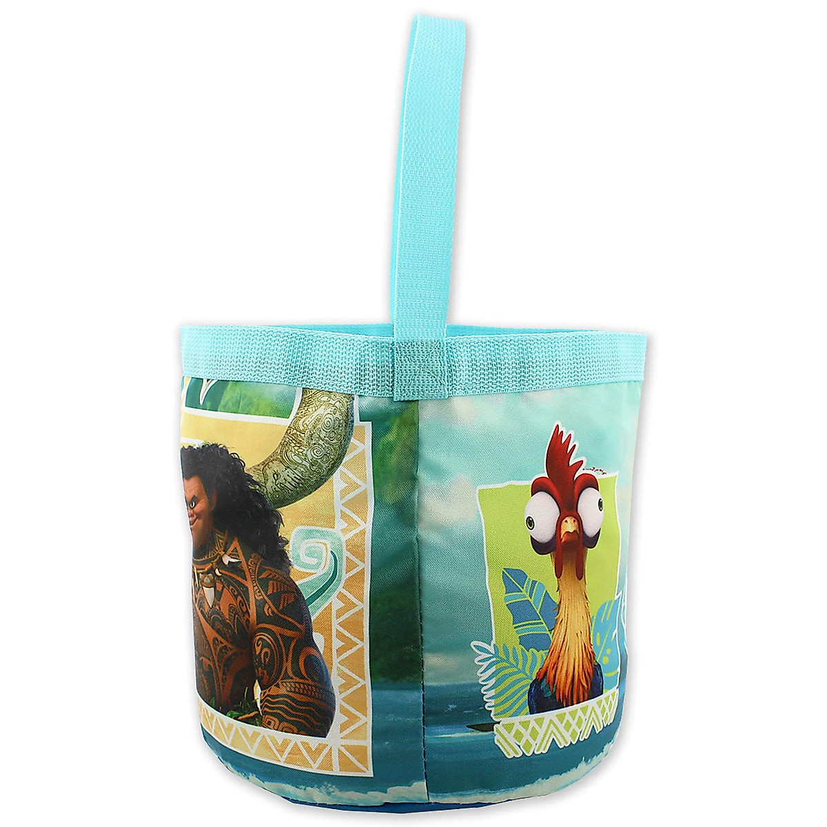 Disney Moana Maui Girls Collapsible Nylon Gift Basket Bucket Tote Bag (One Size, Blue)