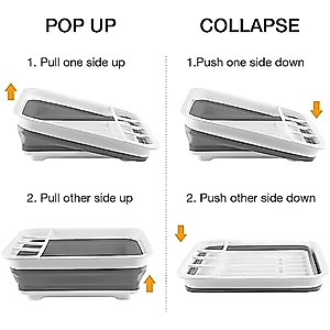 Otiyer Collapsible Dish Drying Rack for Kitchen Storage Tray Dinnerware Drainer Foldable Portable Dish Drying Rack for Kitchen RV Campers,Travel Trailer Save Space Easy to Store