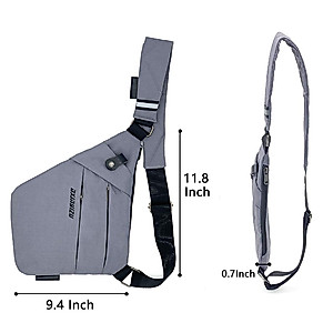 TOLOG Sling Bag Lightweight Shoulder Crossbody Pocket Bags Slim Anti Theft Multipurpose Chest Daypacks for Sports Travel Hiking (Type One Grey)