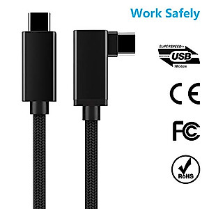 USB C Video Cable Right Angle 10ft, 4K UHD with Audio Support 100W PD Fast Charge and Data Syncing at Gen2 10Gbps High Speed Compatible for USB C iPad Pro, MacBook Pro, iMac, Surface Pro and More