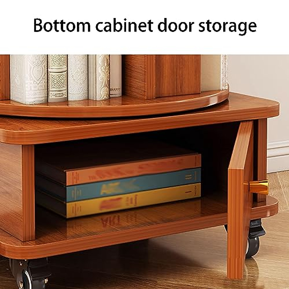 BBAUER Book Shelf Rotating, 360 Rotating Bookcase, Rotating Bookshelf 6 Tier, Mobile Bookshelf with Wheels, for Home Office, Study Room