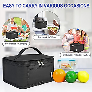 NOL Natural Organic Lifestyle Small Lunch Bag Mini Lunch Box Insulated Lunch Bag for Men/Women Leakproof Cooler Tote Bag Lightweight Nylon Waterproof Lunch Box For Work, Black