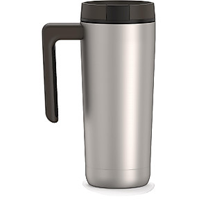 ALTA SERIES BY THERMOS Stainless Steel Mug 18 Ounce, Matte Steel/Espresso Black