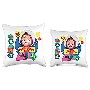 Masha and the Bear Mermaid Throw Pillow, 16x16, Multicolor