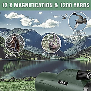 12x56 High Power Monocular Telescope with Smartphone Adapter Tripod Travel Bag, Larger Vision Monoculars for Adults Kids with BAK4 Prism & FMC Lens, Suitable for Bird Watching Hunting Hiking Camping