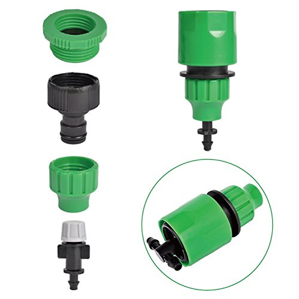 Kadaon 10m Home Garden Patio Misting Micro Flow Drip Irrigation Misting Cooling System with 10pcs Plastic Mist Nozzle Sprinkler for Plant Flower