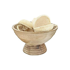 Creative Co-Op DF2440 Ridged Mango Wood Footed Bowl, Brown, 5 quarts