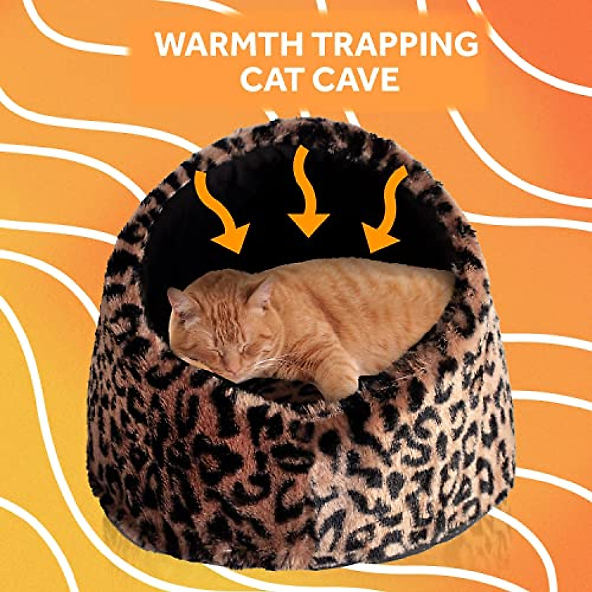 Downtown Pet Supply - Cat Cave Bed - Cute Cat Bed or Kitten Bed - Foldable, Nap Mat with Non-Slip Grip - Warm & Cozy Covered Cat Bed - Beige - 16 in x 14 in x 12 in