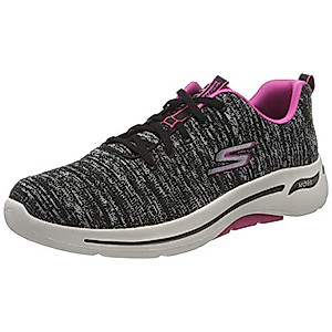 Skechers Women's GO Walk Arch FIT-Glee Sneaker, Black/Hot Pink, 9.5