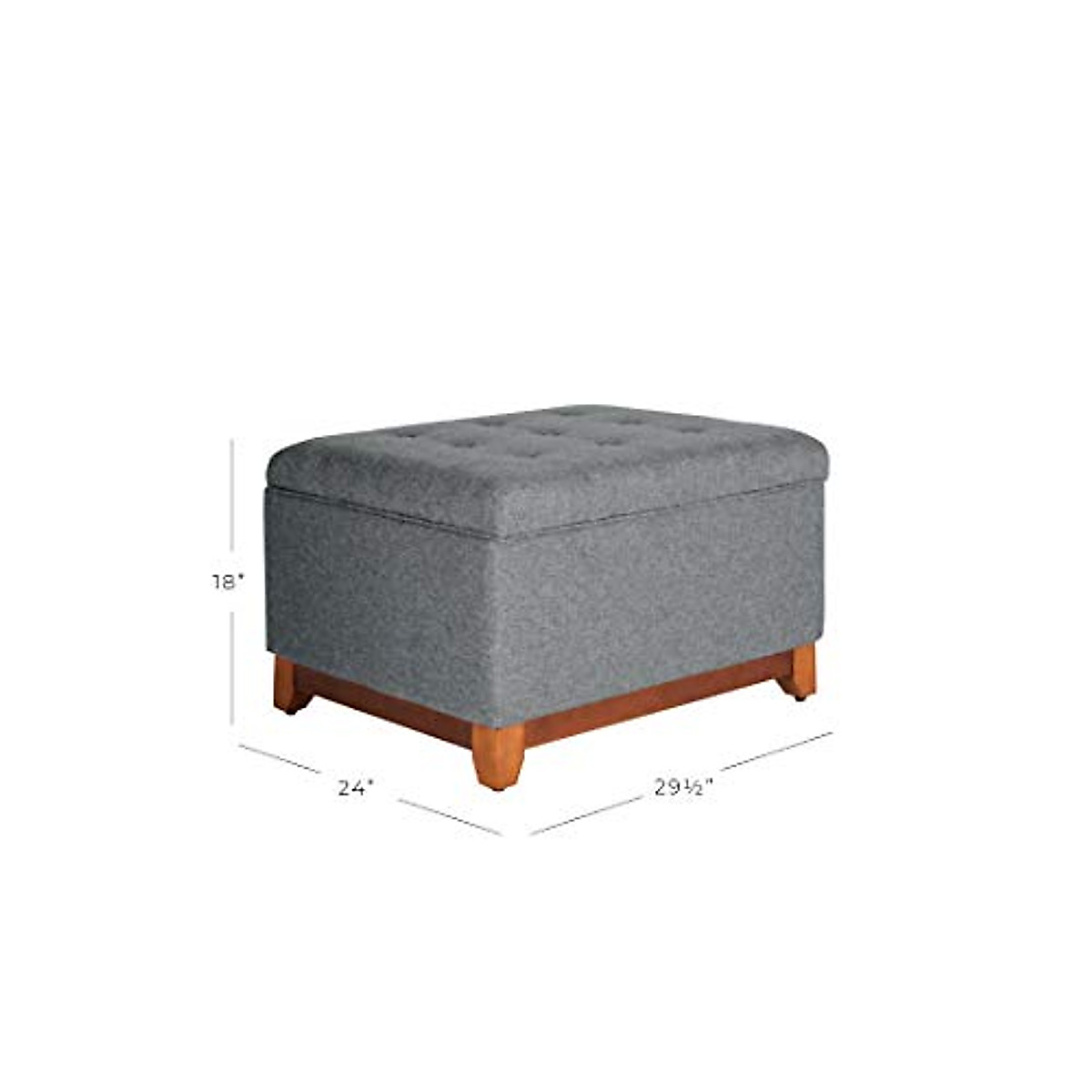 Homepop Home Decor | Upholstered Chunky Tufted Square Storage Ottoman| Hinged Lid Ottoman with Storage for Living Room & Bedroom, Gray