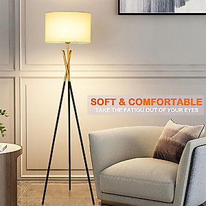 ACPYIDL Floor lamp Vertical Table lamp for Living Room, a Floor lamp Include Two Color Shades Linen and Black Shades, Suitable for Living Room Bedroom, Office, incl. 20W LED 3-Color Light Bulb…
